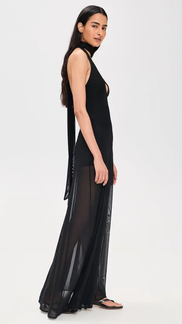 Show Me Your Mumu Katia Maxi Dress In Black Mesh - 60% Off